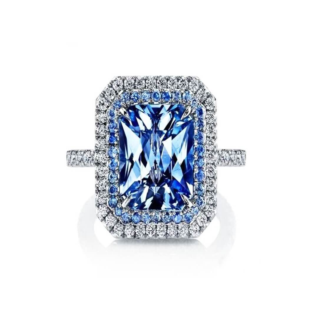 Large Blue Rectangle Gem Ring – Zalika Women